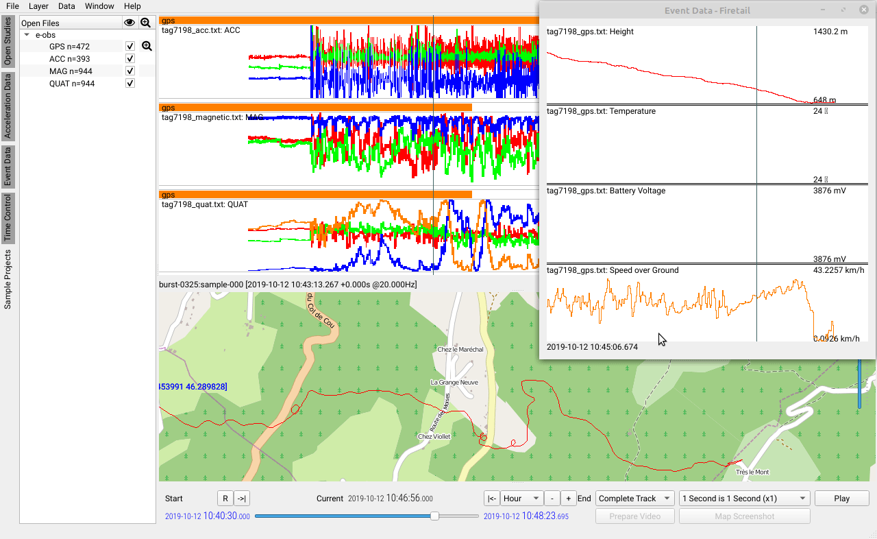 Acceleration data window | Firetail Manual